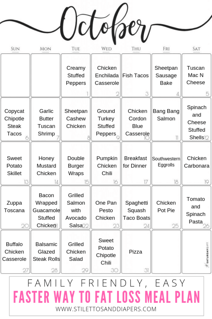 October Meal Plan - Stilettos & Diapers
